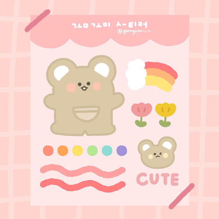 Colorful Gomgomi the bear sticker | Webudding