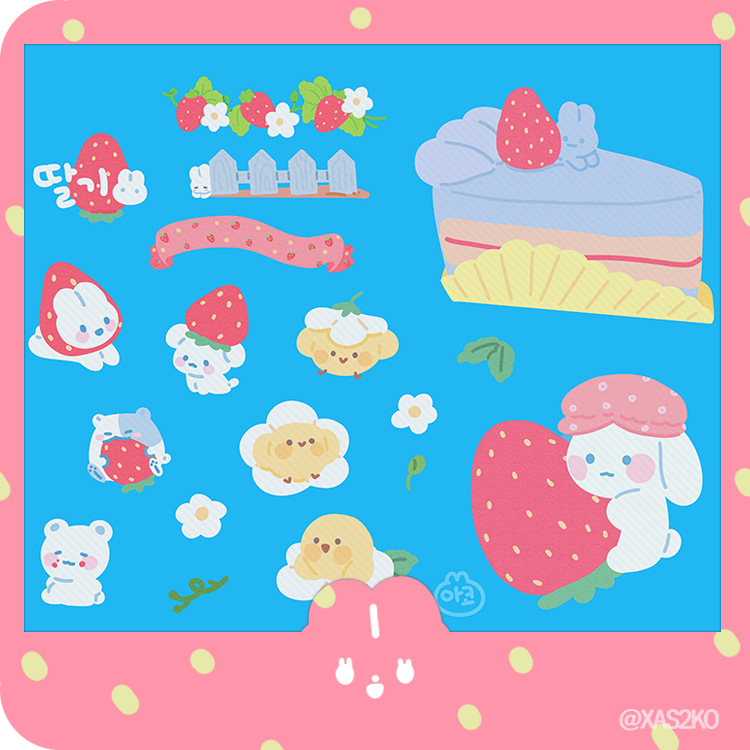 Cute loong&pupu and strawberry sticker | Webudding