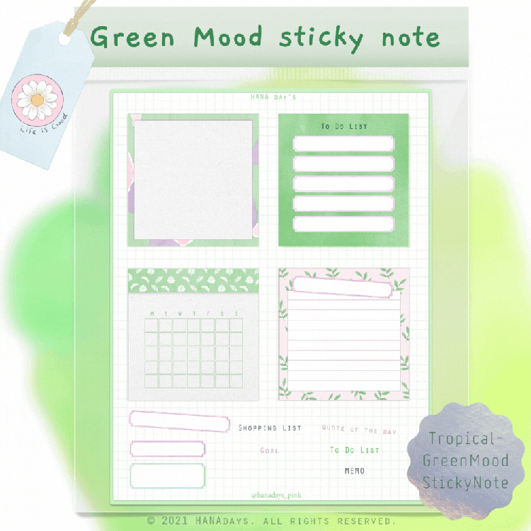 Tropical summer | greenery summer sticky note&sticker set | Webudding