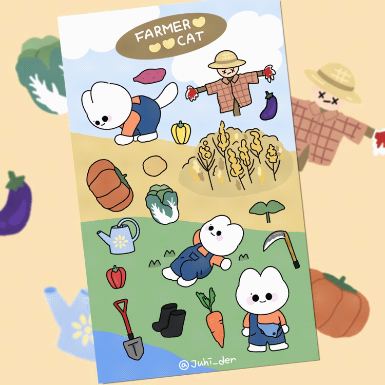 Farmer cat sticker | Webudding