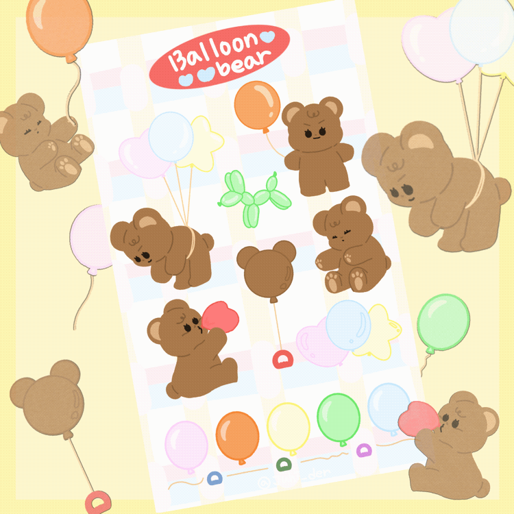 Balloon bear sticker | Webudding