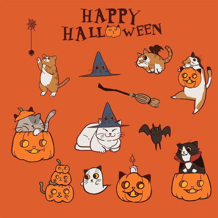 Fatty cats in halloween sticker | Webudding
