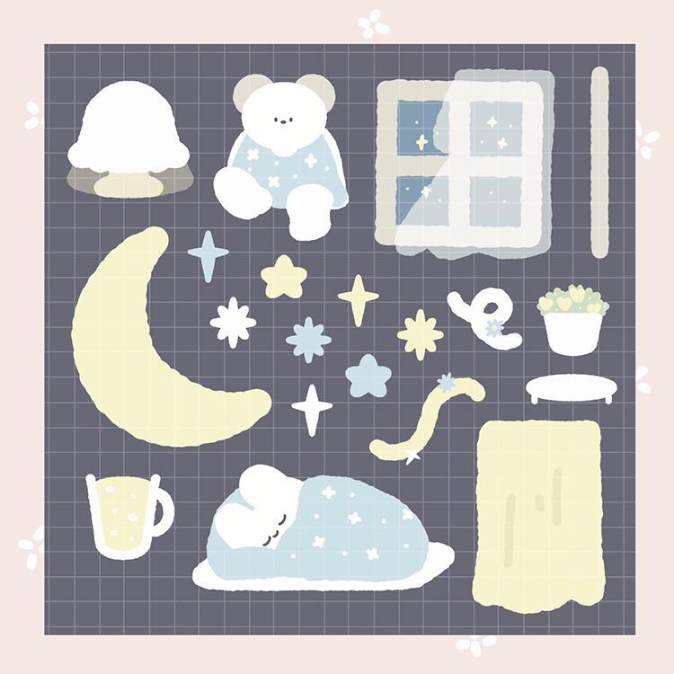 Quietly flowing night sticker | Webudding