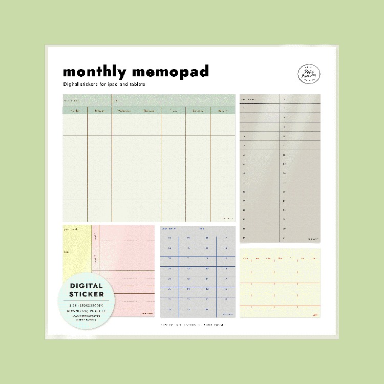 Monthly memopad sticky note sticker | Webudding