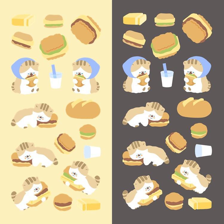 Cats with butter bread sticker | Webudding