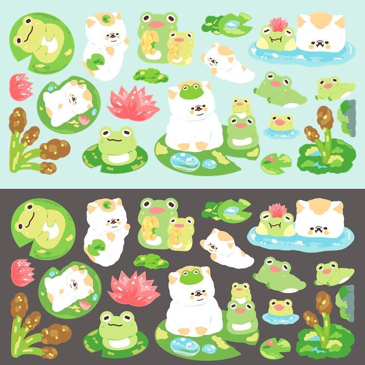 Ribbit cat and frog sticker | Webudding