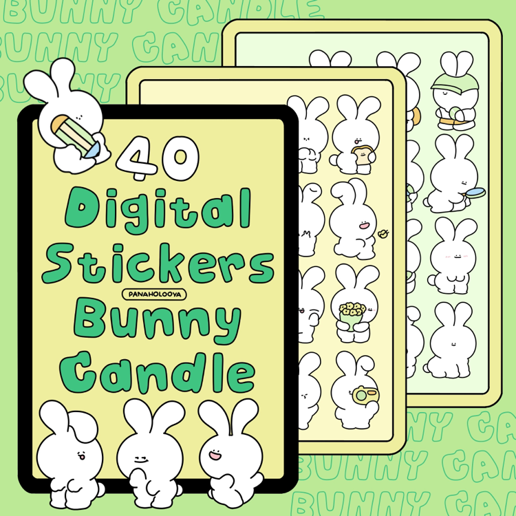 Digital stickers Bunny candle PACK. | Webudding