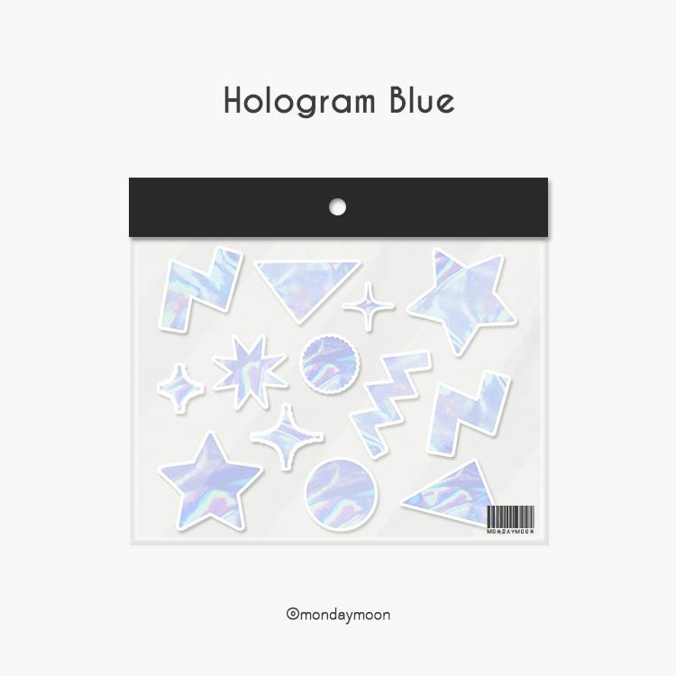 Blue hologram style shape sticker | Webudding