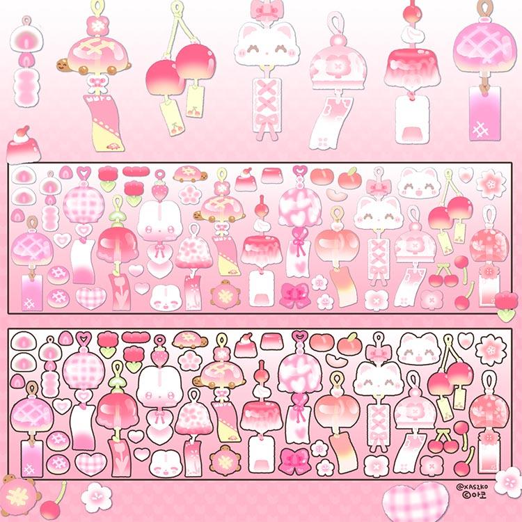Pink furin bell sticker | Webudding