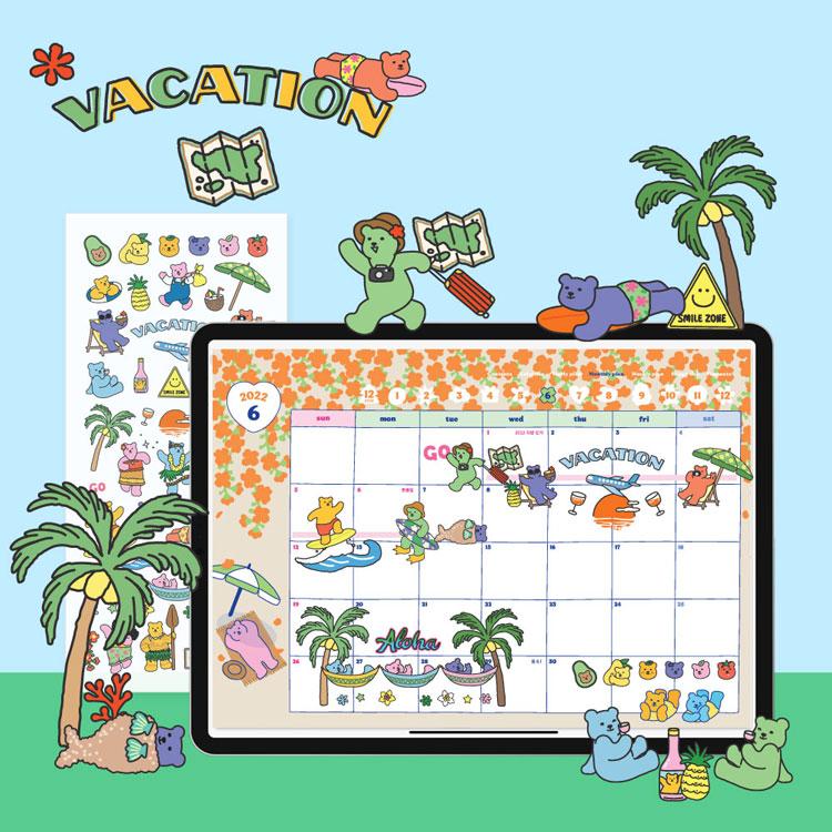 Jelly bear goodnote seal sticker | Vacation 2 | Webudding