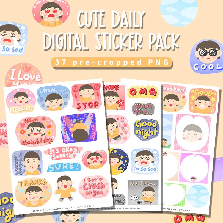 Cute daily digital sticker pack | Webudding