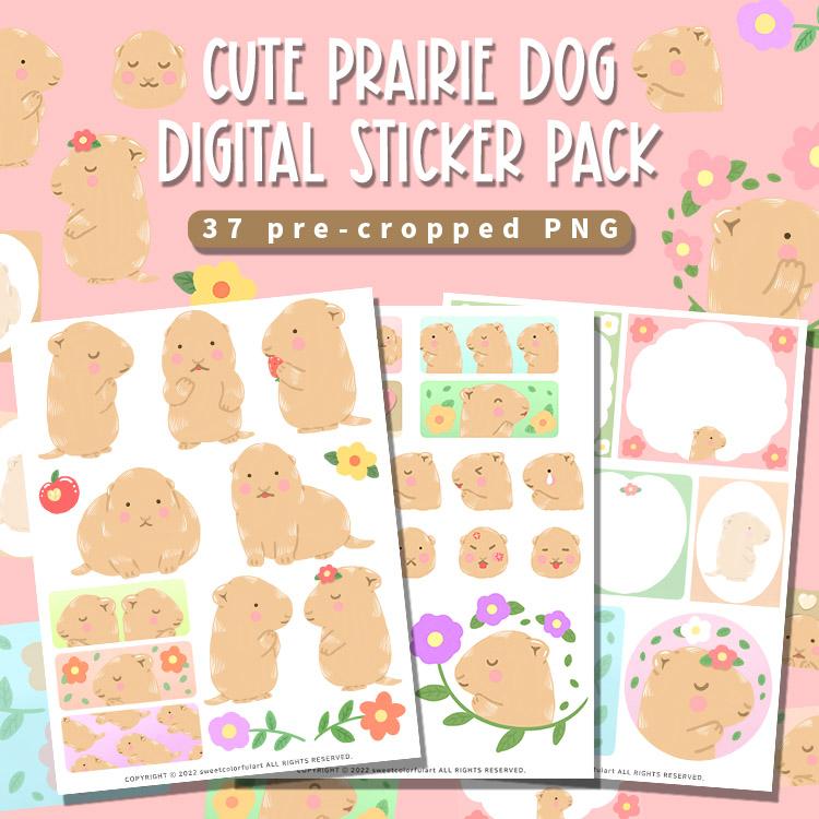Cute prairie dog digital sticker pack | Webudding