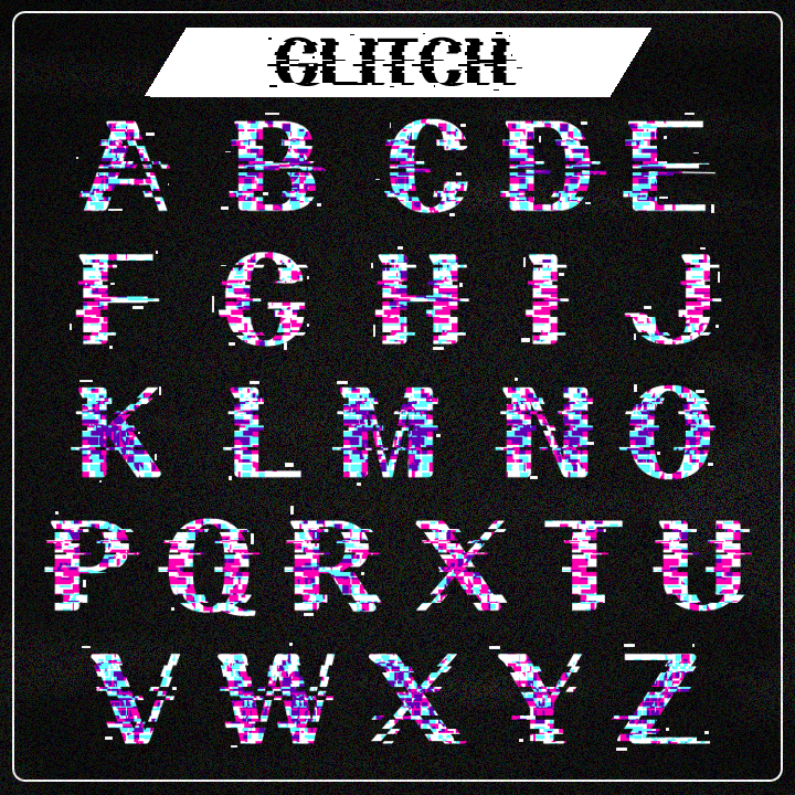 Alphabet glitch sticker 5set | Webudding