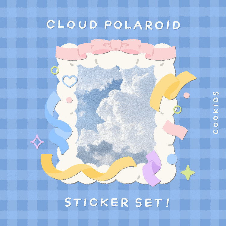 Cookids cloud polaroid sticker set | Webudding
