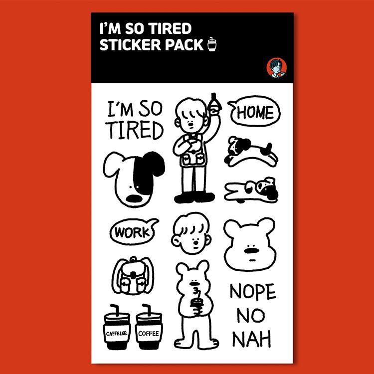 I'm so tired sticker pack | Webudding