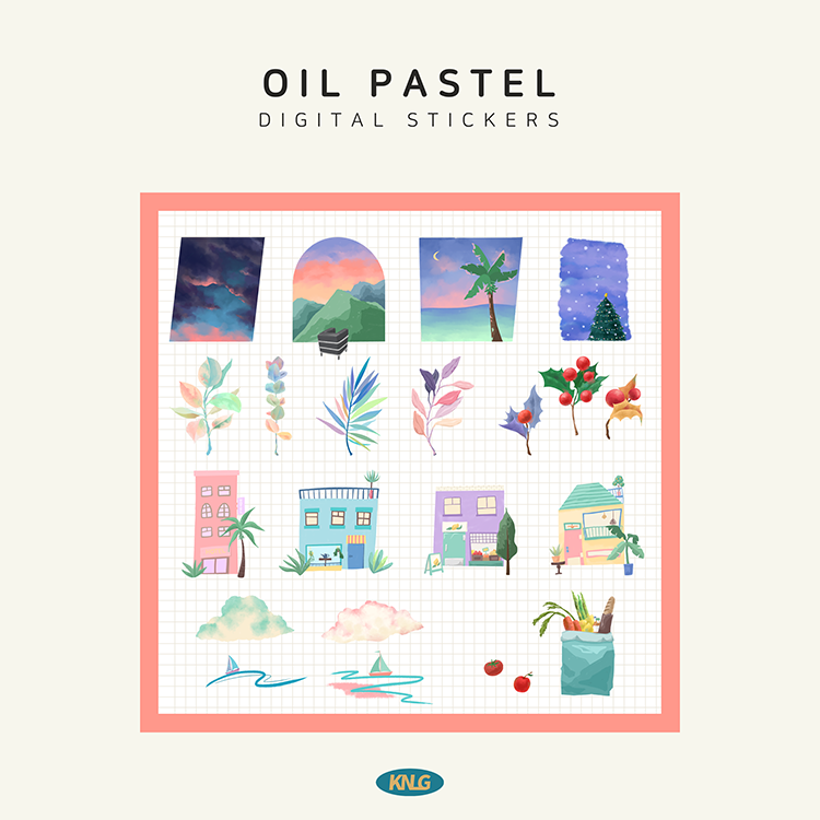 Oil pastel sticker ver.1 | Webudding