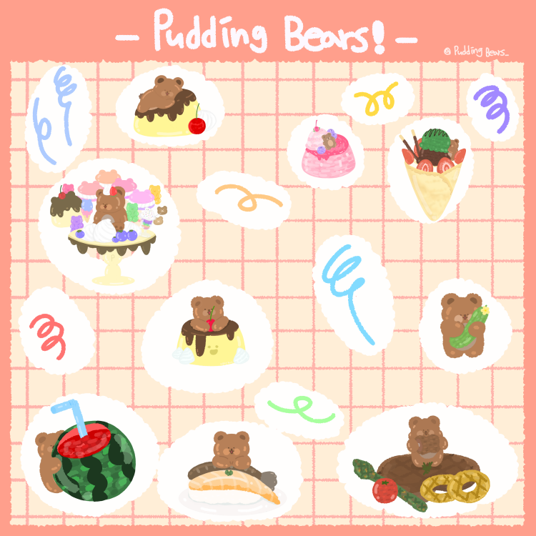 Food with pudding teddy bear sticker | Webudding