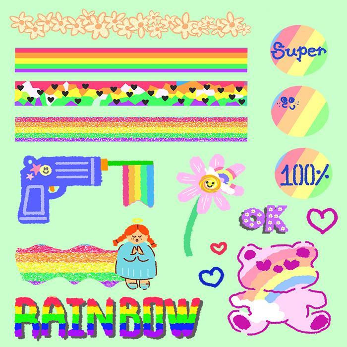 Kitsch vibe rainbow sticker | Webudding