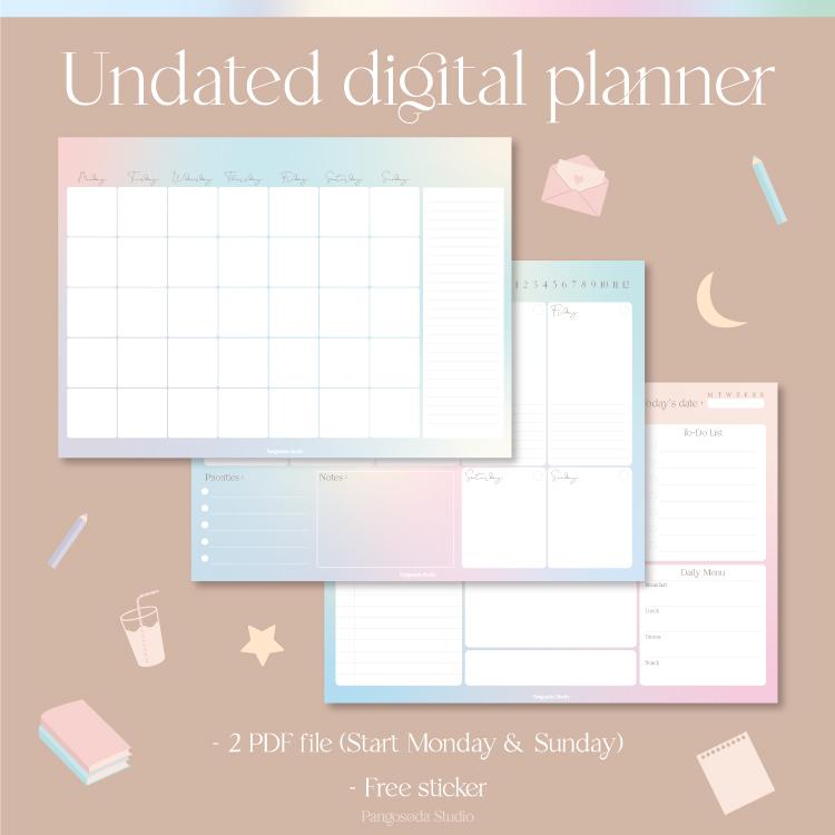 Pastel undated digital planner - GoodNotes Planner, Daily Weekly ...