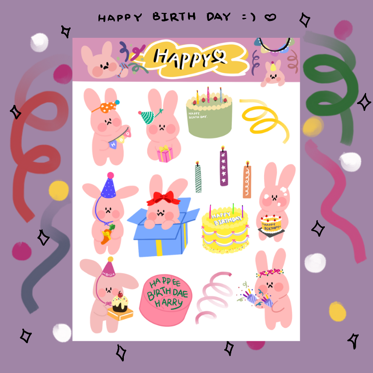 Happppy everyday sticker | cute animal character | Webudding