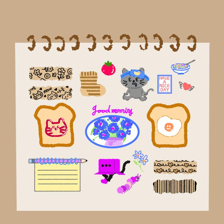 Meowing cat morning sticker | Webudding