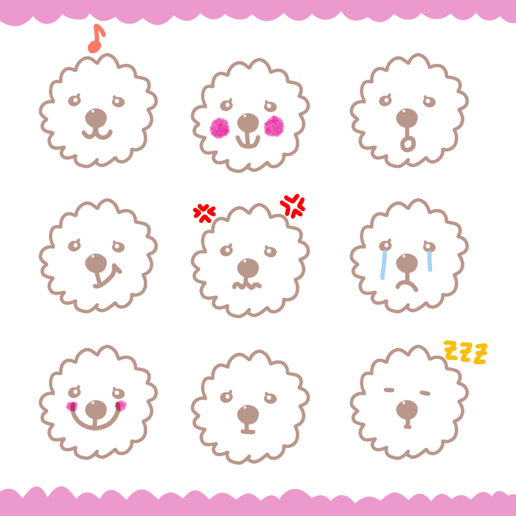Poodle face sticker | cute animal character | Webudding