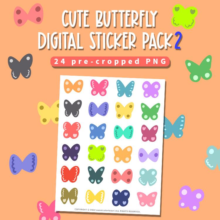 Cute butterfly digital sticker pack 2 | Webudding