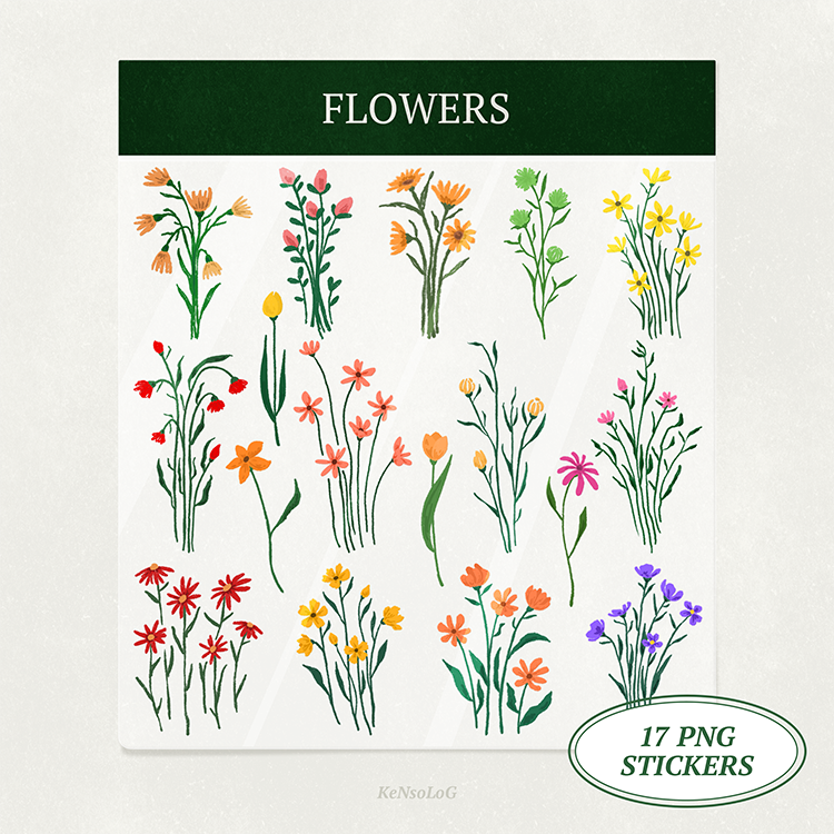 OIL PASTEL FLOWERS sticker | Webudding