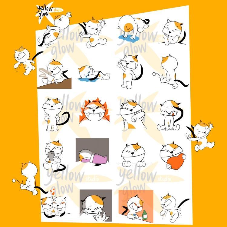 Konyang's day sticker | cute animal character | lovely cat | Webudding