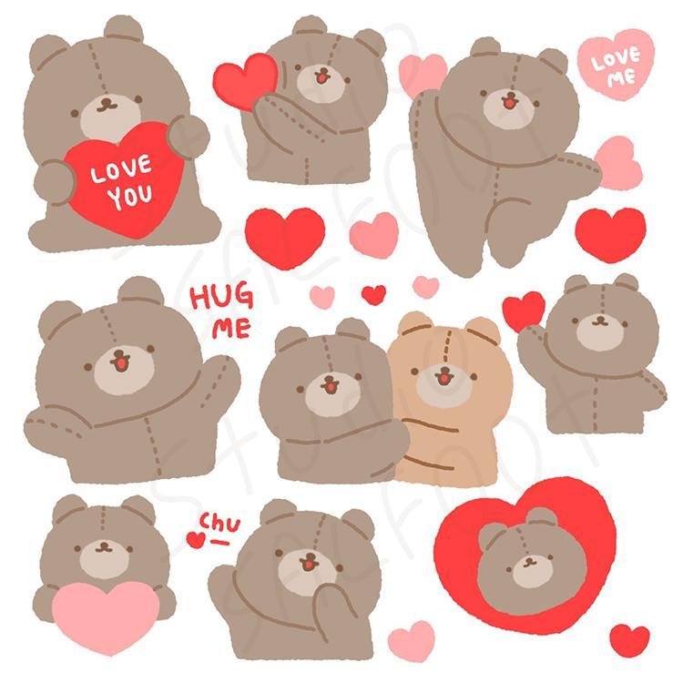 Heart teddy bear sticker | cute animal character | Webudding