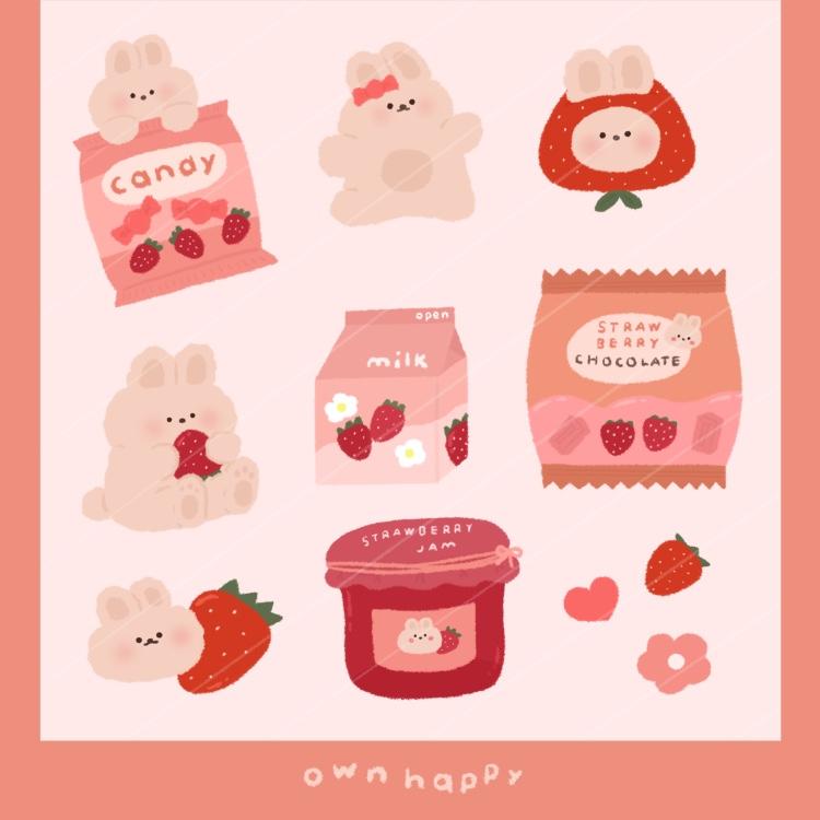 Strawberry sticker ? | cute animal character | Webudding