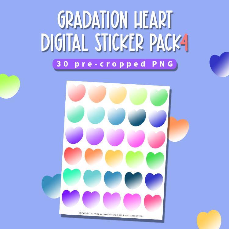 Gradation heart digital sticker pack 4 | Webudding