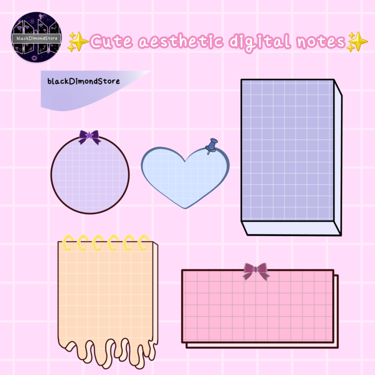 Cute aesthetic digital notes stickers