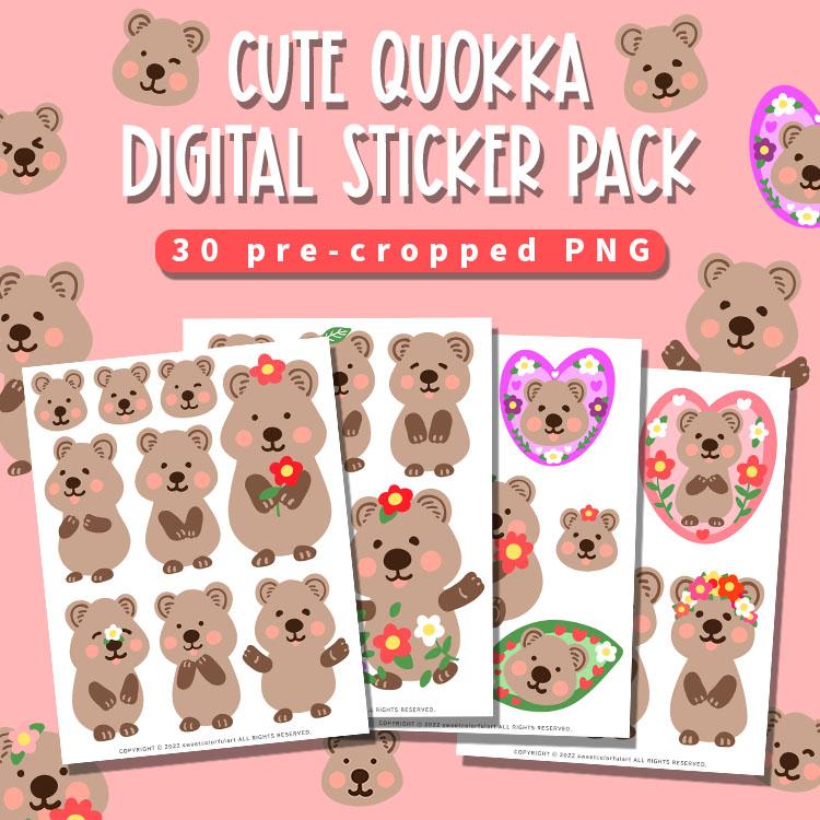 Cute quokka digital sticker pack | Webudding