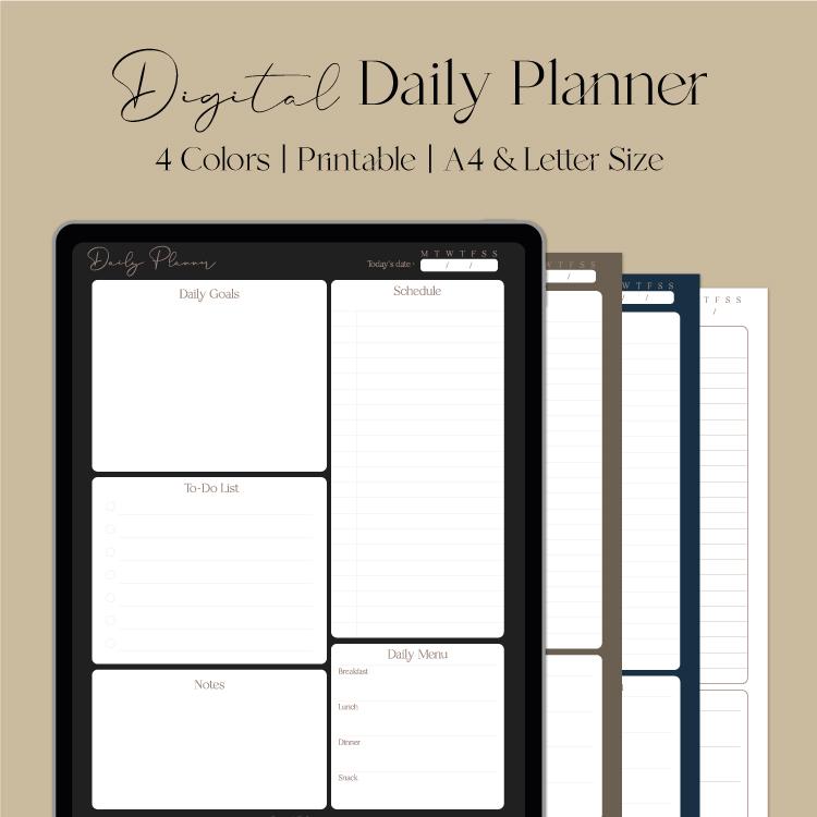 Digital Daily Planner - Daily Check In Template, Neutral Digital ...