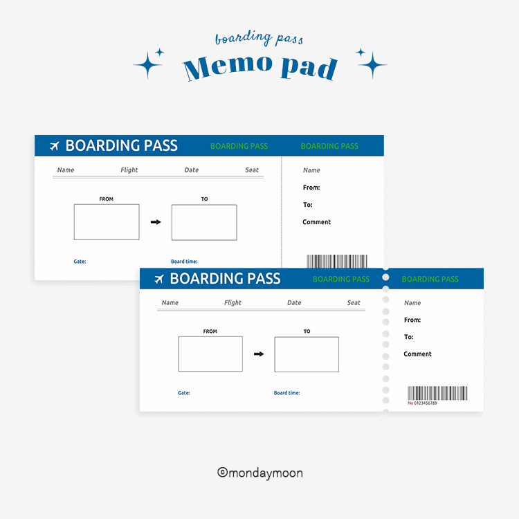 Boarding Pass Memo pad (2 colors) | Webudding