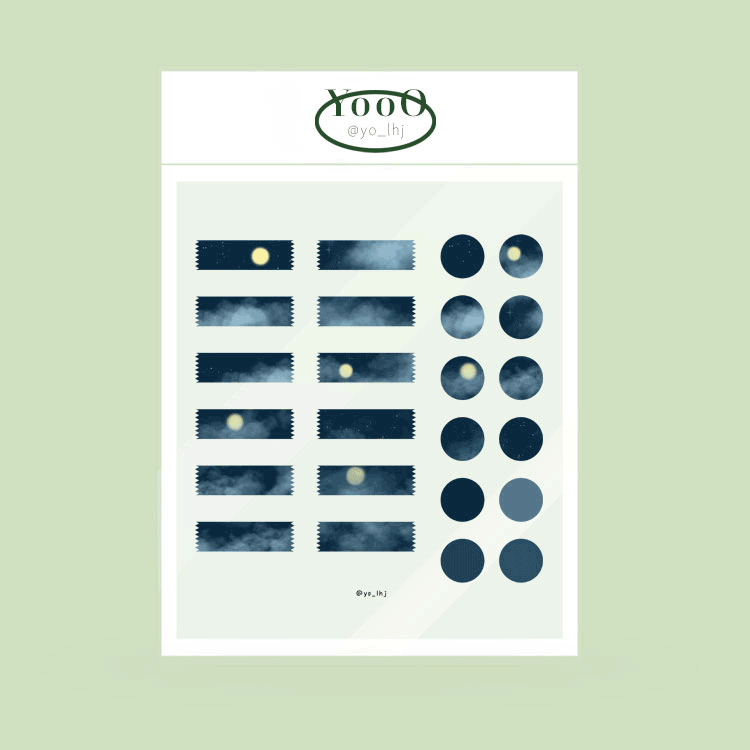 Full moon drawing sticker 3 | 위버딩