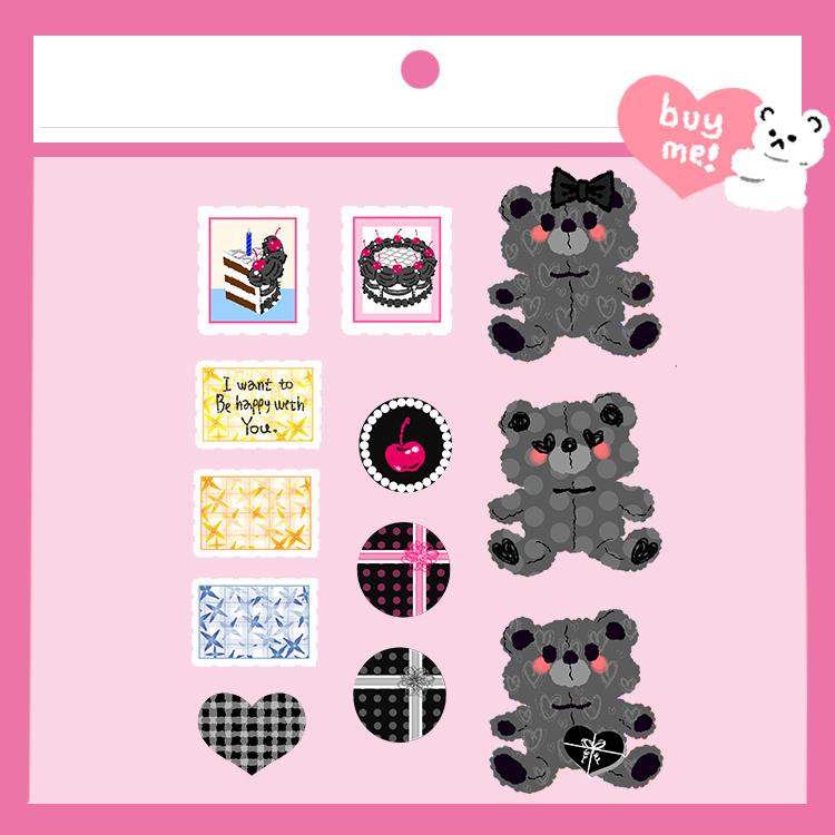 Black teddy sticker | Webudding