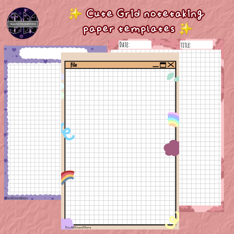 Cute grid notetaking paper template | Webudding