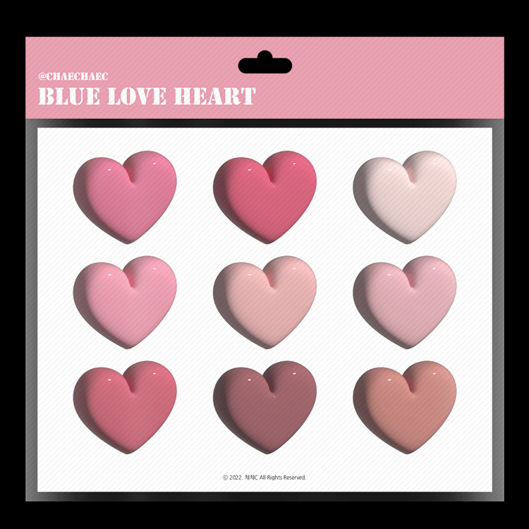 3D 입체 하트 스티커_pink | 위버딩