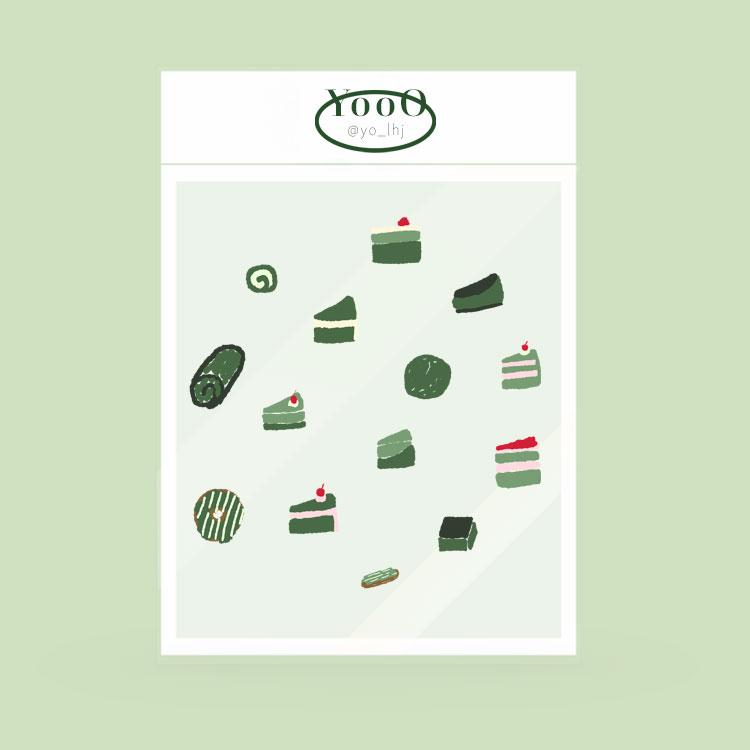 Green tea dessert sticker | Webudding