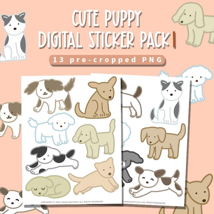 Cute puppy digital sticker pack 1 | Webudding