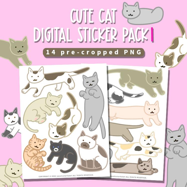 Cute cat digital sticker pack 1 | Webudding