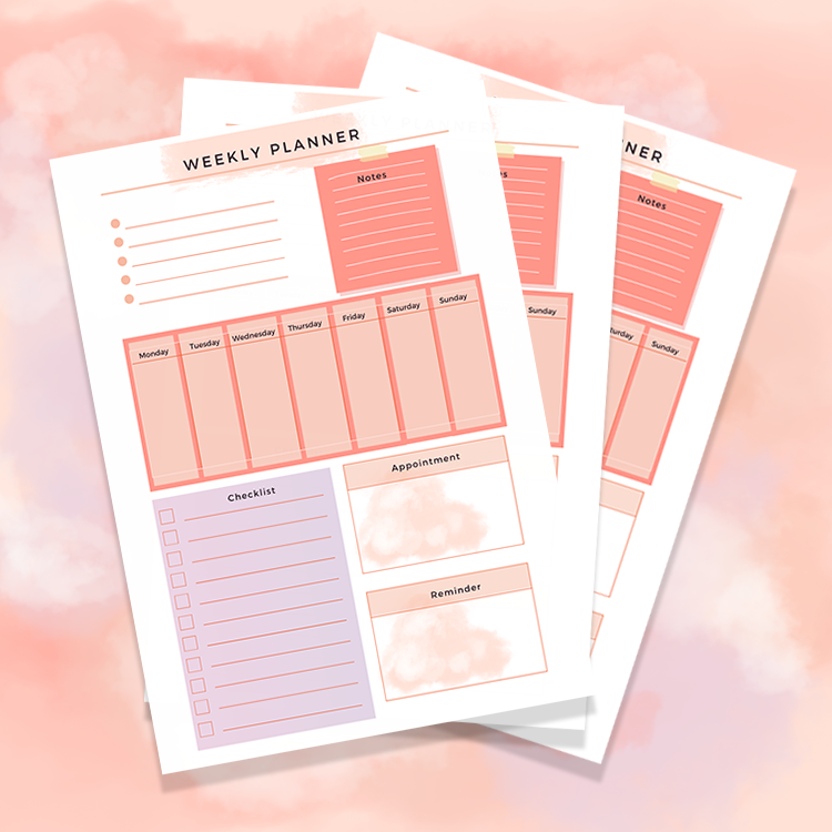 Peachy Clouds Weekly Planner | Webudding