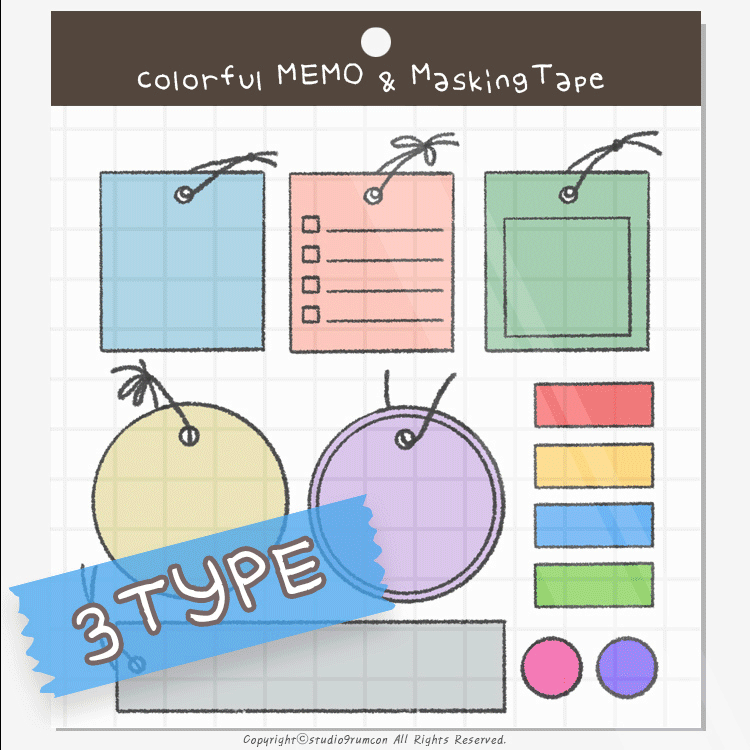 Colorful MEMO ＆ Washi Tape sticker SET | Webudding