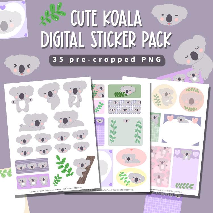 Cute koala digital sticker pack | Webudding
