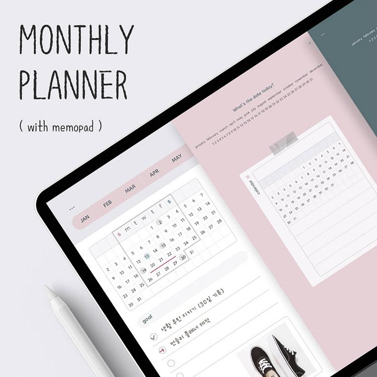 Simple planner: monthly version | undated | pink | Webudding