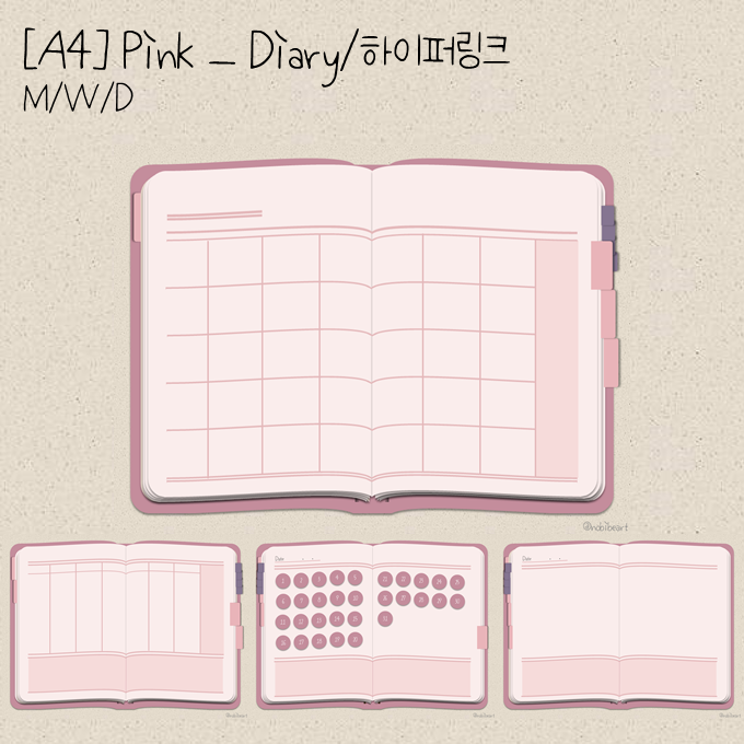 Undated hyperlinked diary planner | pink | Webudding
