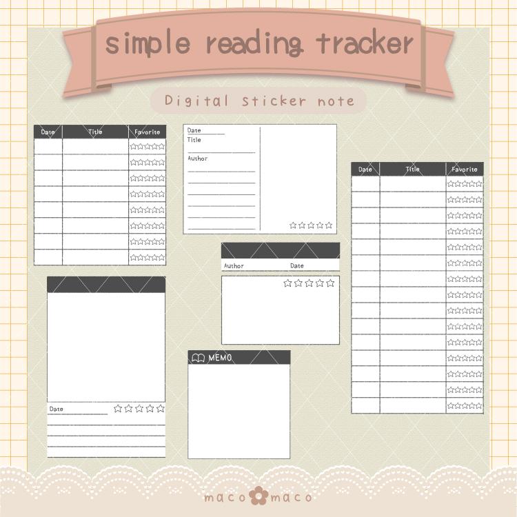 simple reading tracker digital sticker note | Webudding
