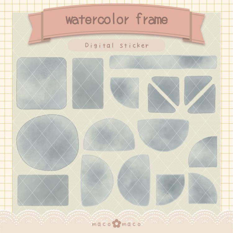 Watercolor frame digital sticker | Webudding
